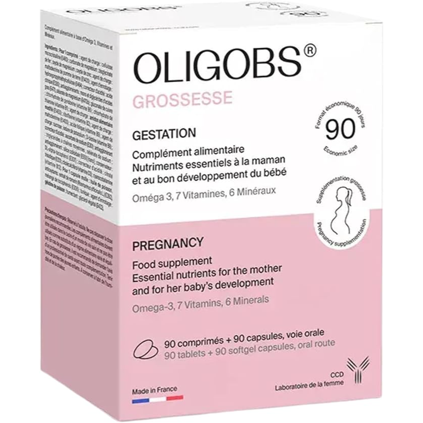 Oligobs Pregnancy 90 tabs + 90 caps,180-Grossesse 90 comprimés + 90 ...